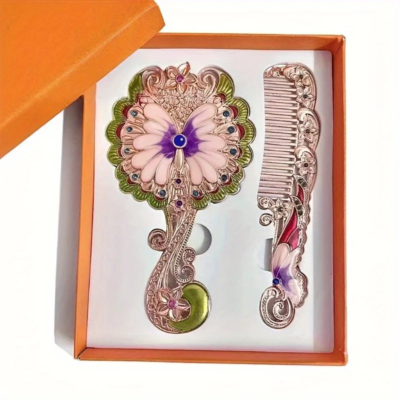 Vintage Makeup Mirror With Comb Set – Peak Lashes™